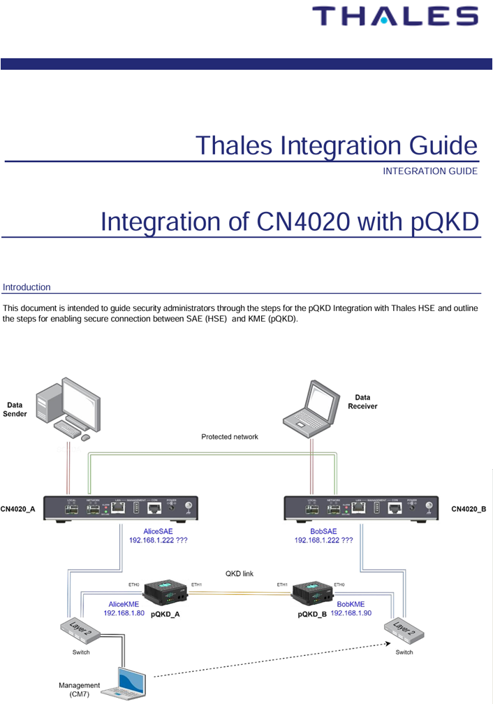 Thales publishes integration guide for CN4020 encryptor and our QKD ...